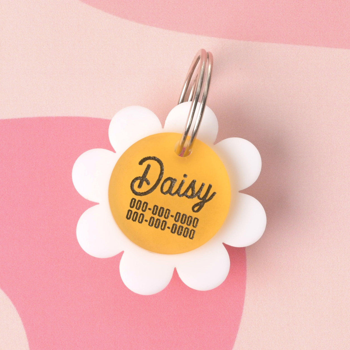 Daisy Flower Personalized Pet Tag – Custom Flower Pet Tag – Em & Me Studio